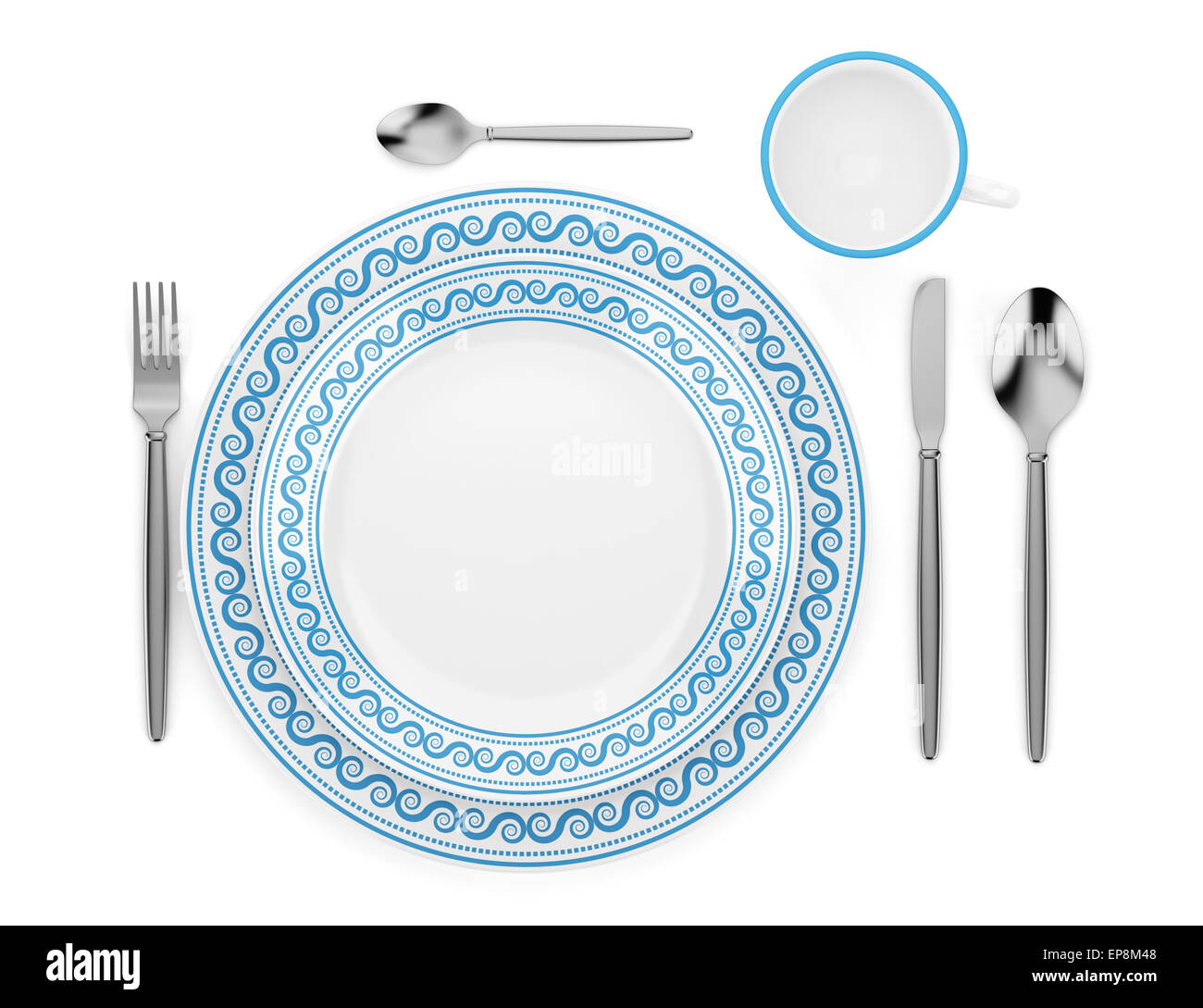 top view of table setting with cup isolated Stock Photo - Alamy