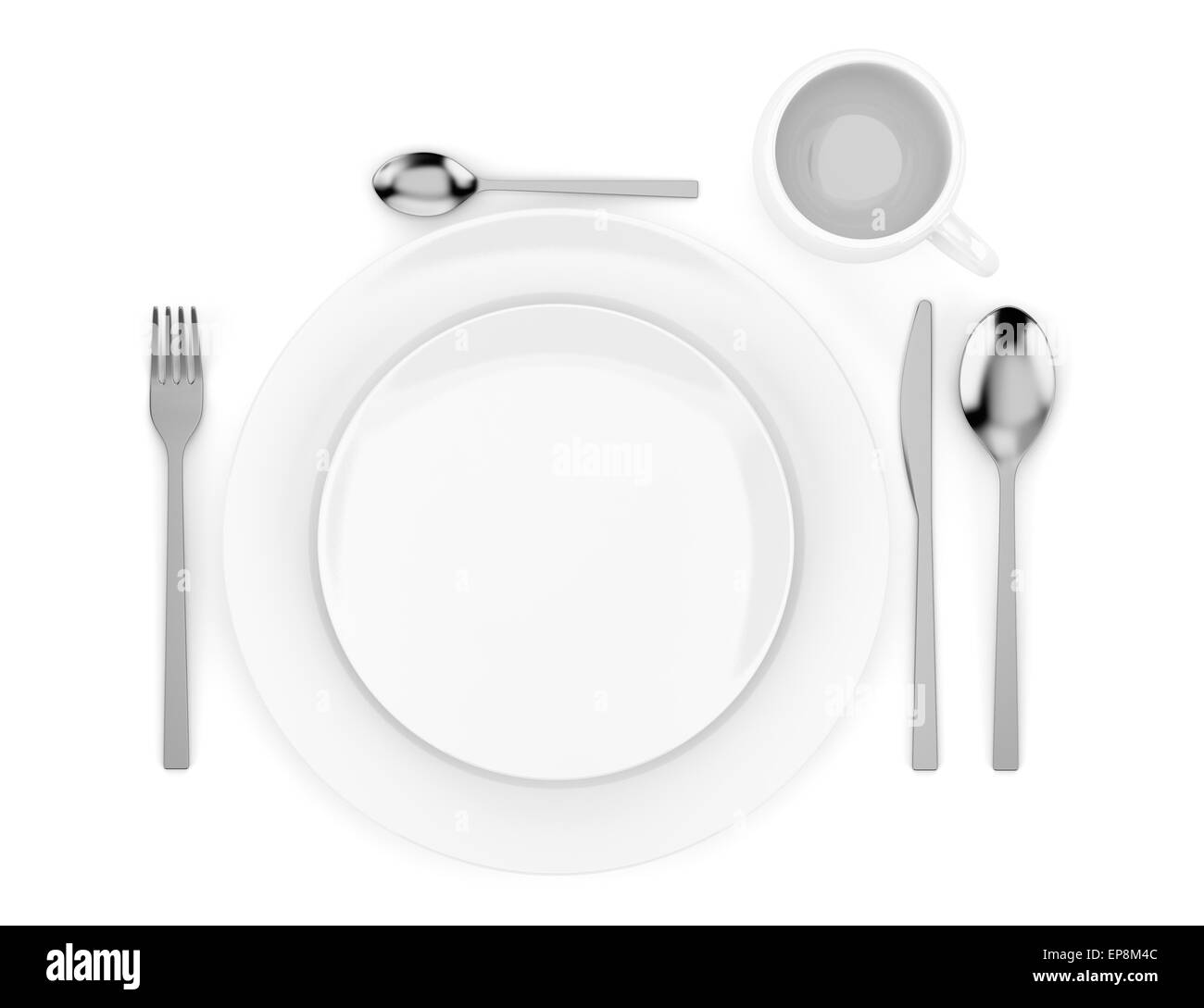 top view of table setting isolated on white Stock Photo - Alamy