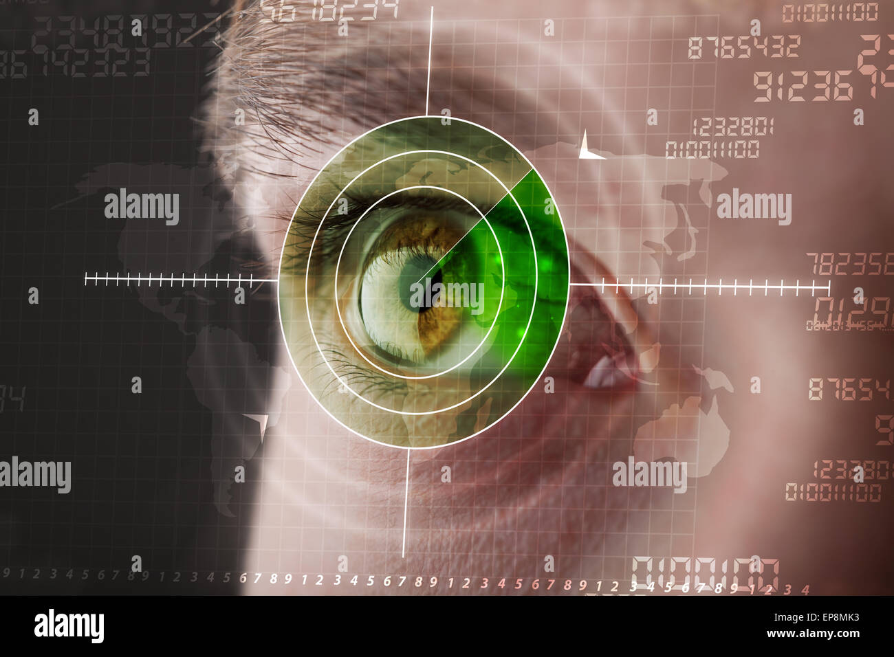 Modern man with cyber technology target military eye Stock Photo - Alamy