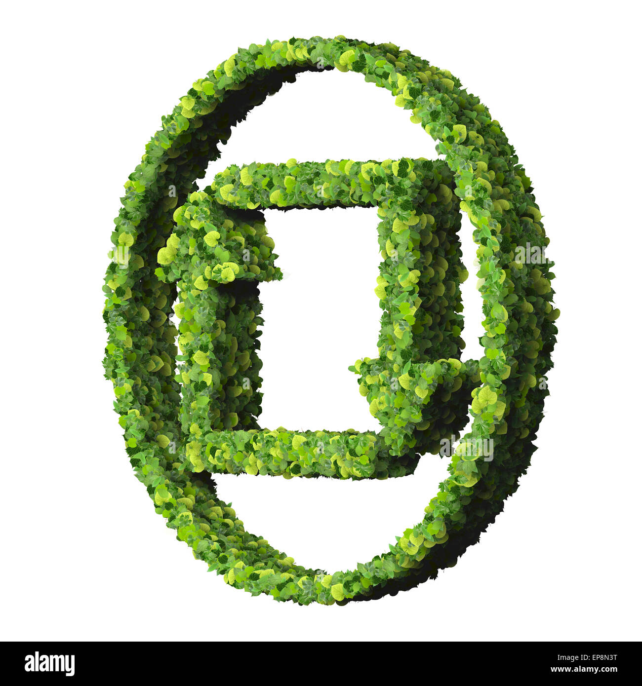 Media control repeat, loop icon, made from green leaves isolated on ...