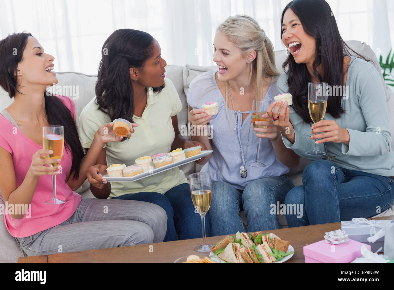 Friends sharing food coffee conversation hi-res stock photography and ...