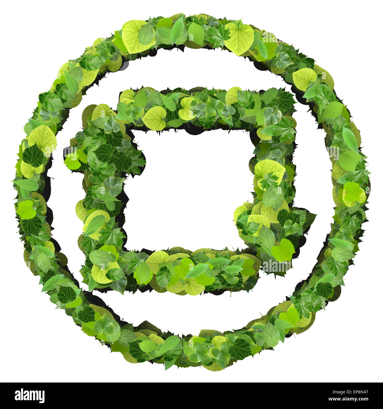 Media control repeat, loop icon, made from green leaves isolated on ...