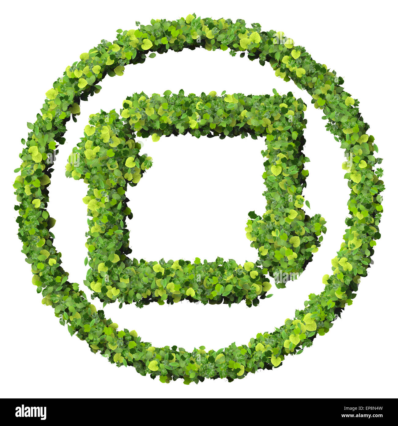 Media control repeat, loop icon, made from green leaves isolated on ...