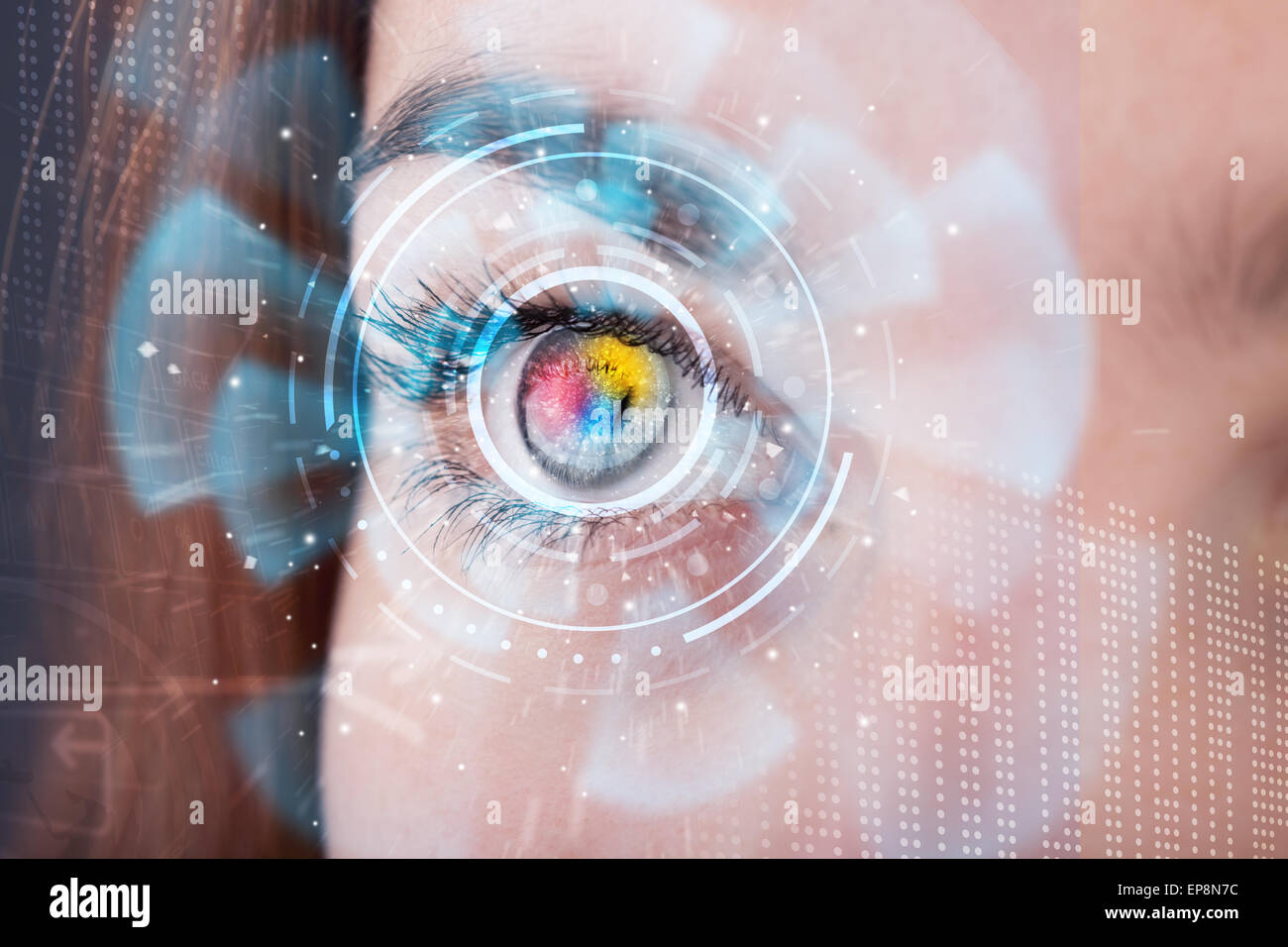 Future woman with cyber technology eye panel concept Stock Photo - Alamy