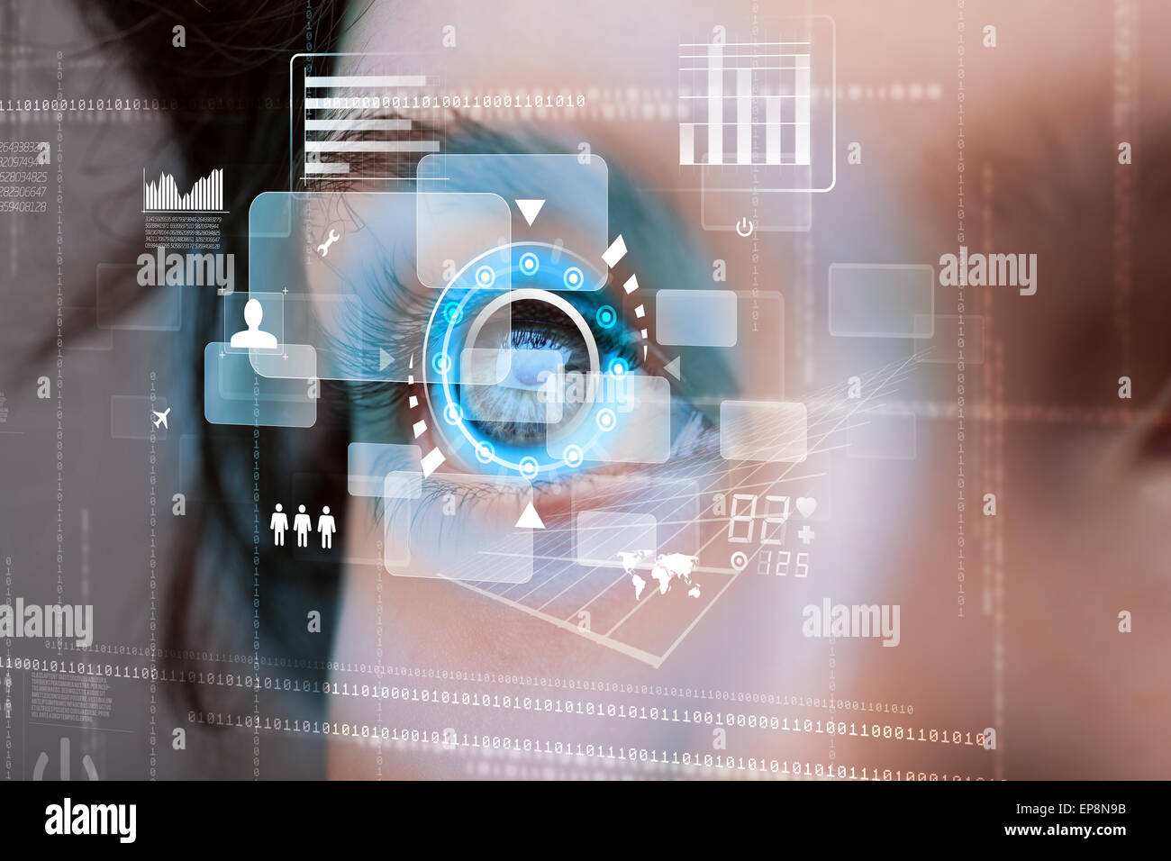 Future woman with cyber technology eye panel concept Stock Photo - Alamy