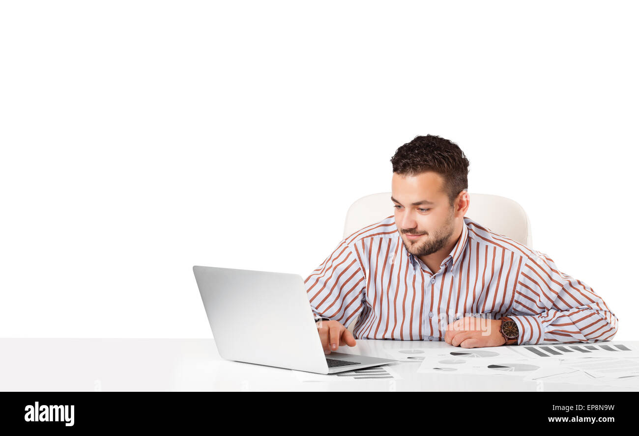 Attractive businessman with plain white copy space Stock Photo - Alamy