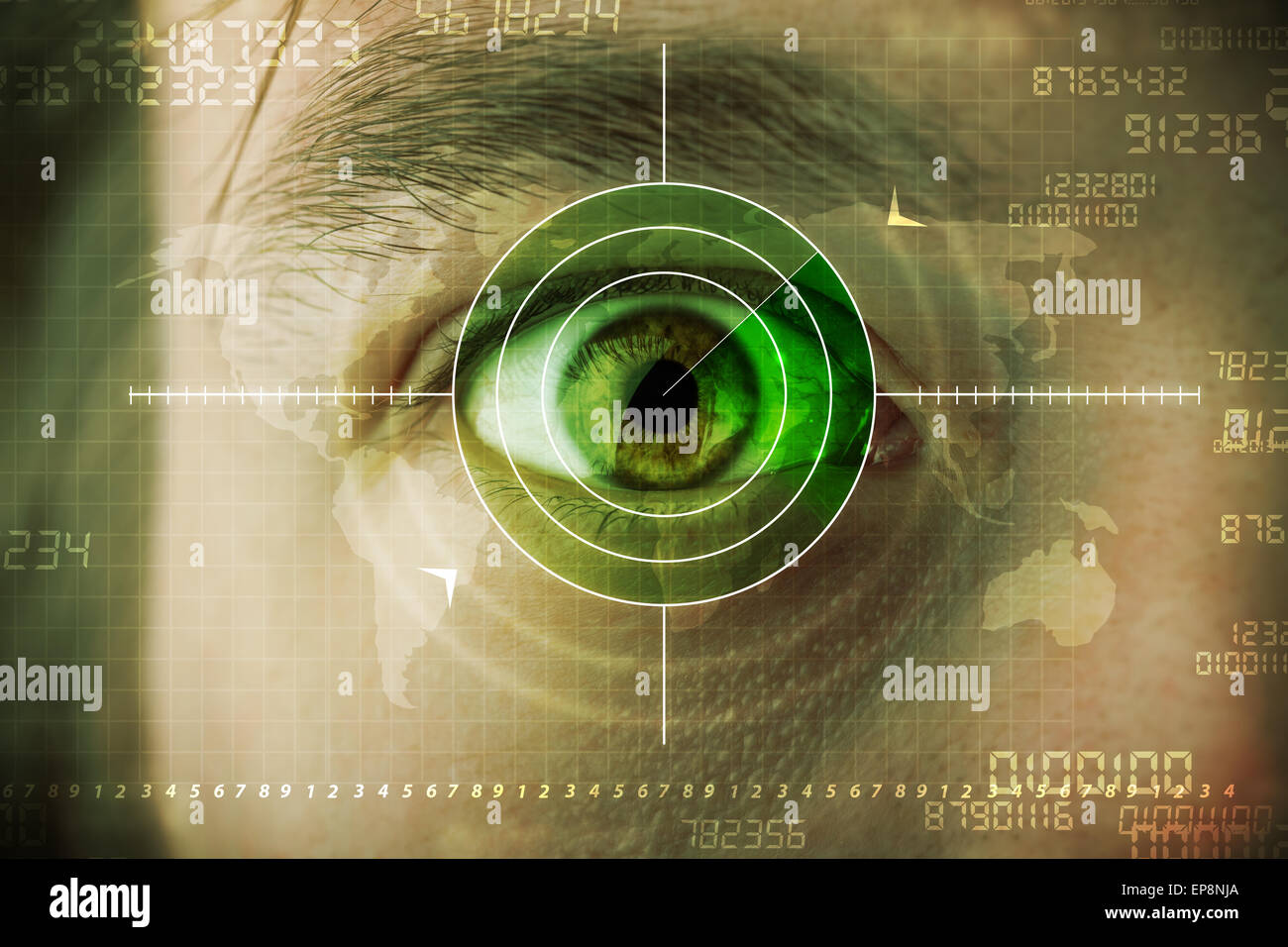 Modern man with cyber technology target military eye Stock Photo - Alamy