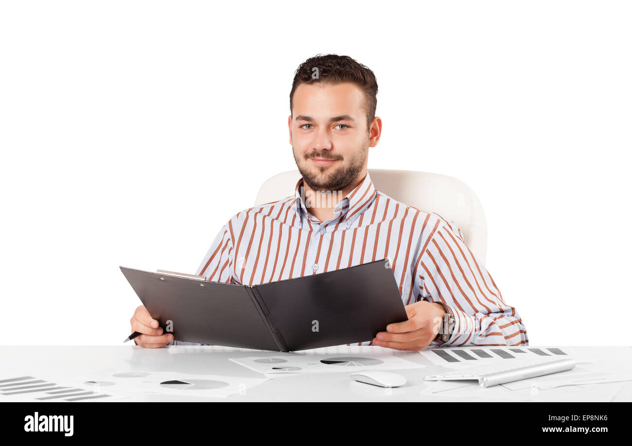 Attractive businessman with plain white copy space Stock Photo - Alamy