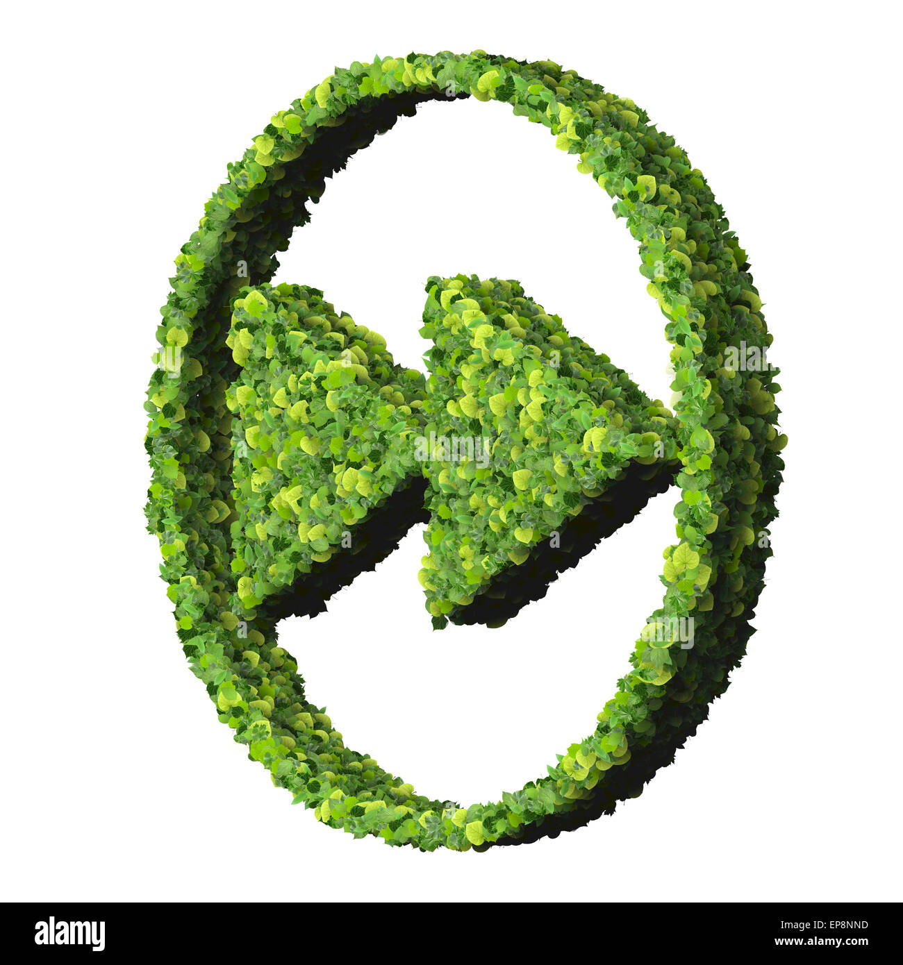 Media control backward / forward icon, made from green leaves isolated ...