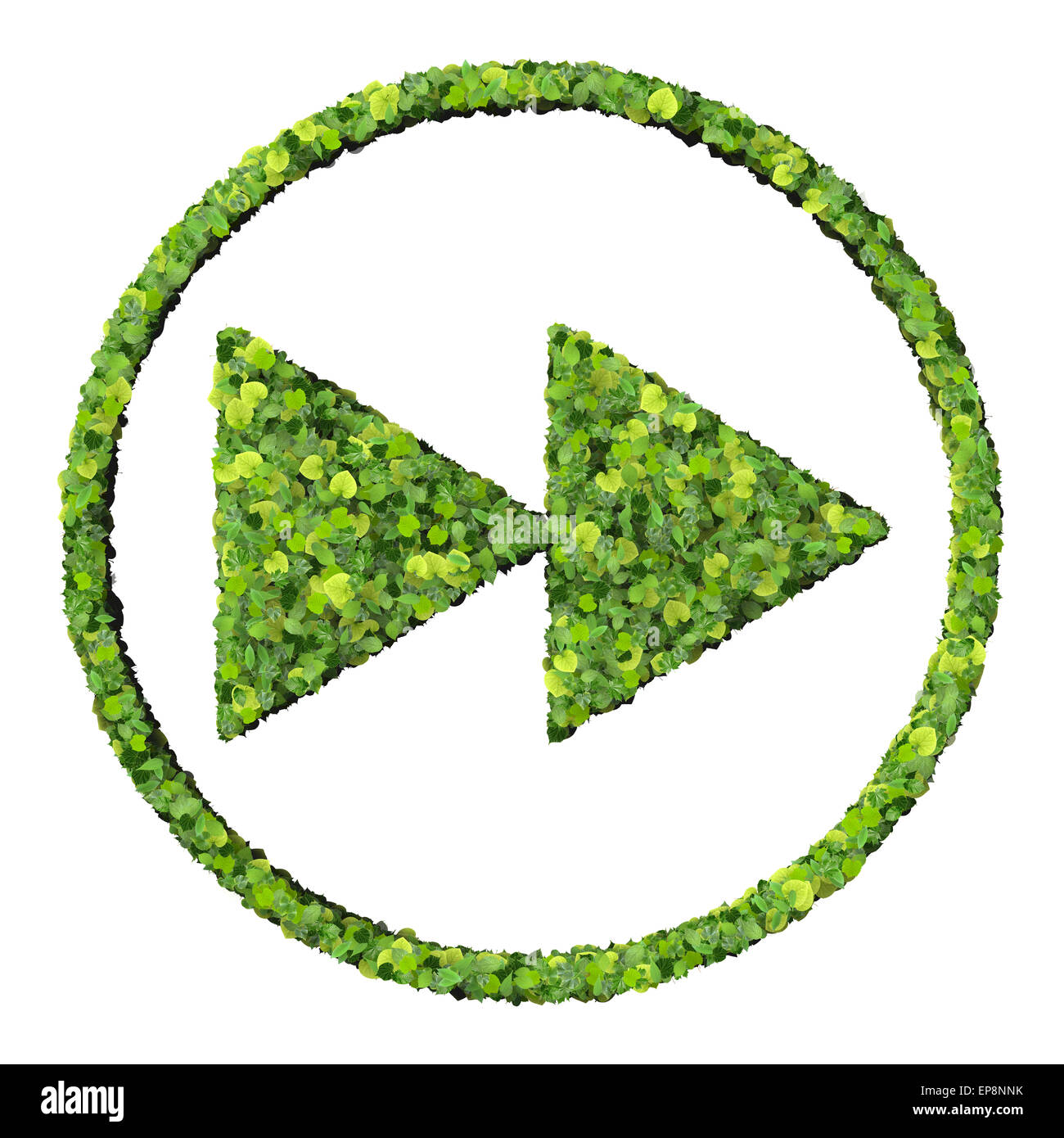 Media control backward / forward icon, made from green leaves isolated ...