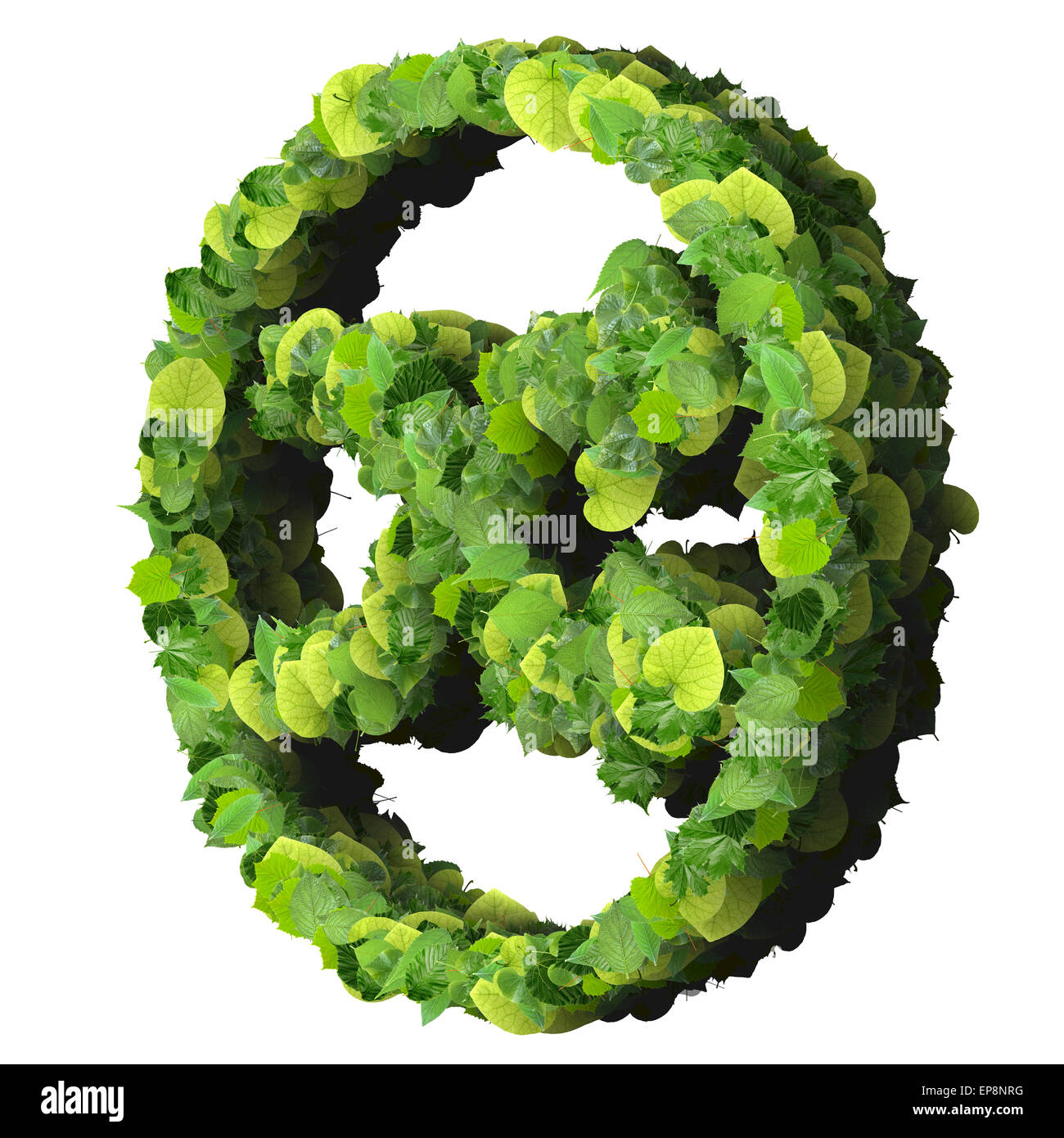 Media control shuffle icon, made from green leaves isolated on white ...