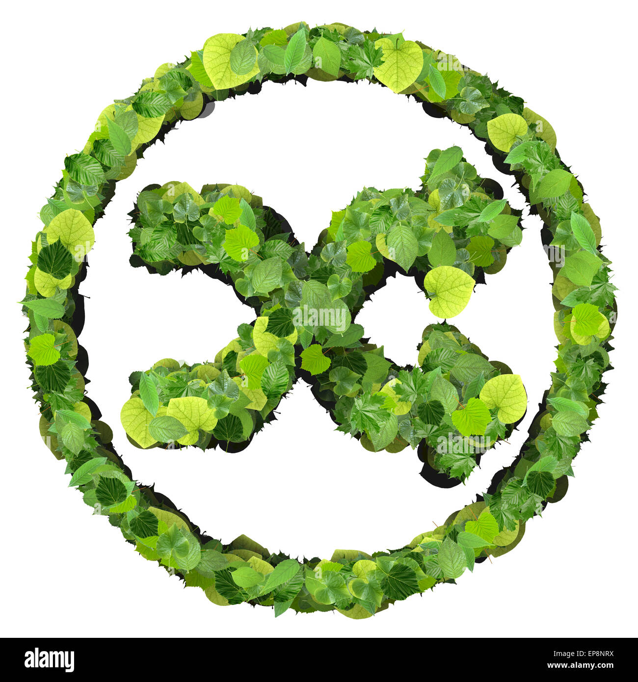 Media control shuffle icon, made from green leaves isolated on white ...