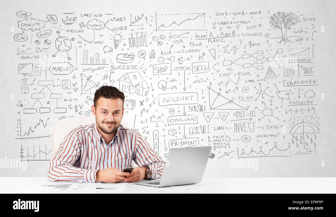Businessman planning and calculating with various business ideas Stock ...