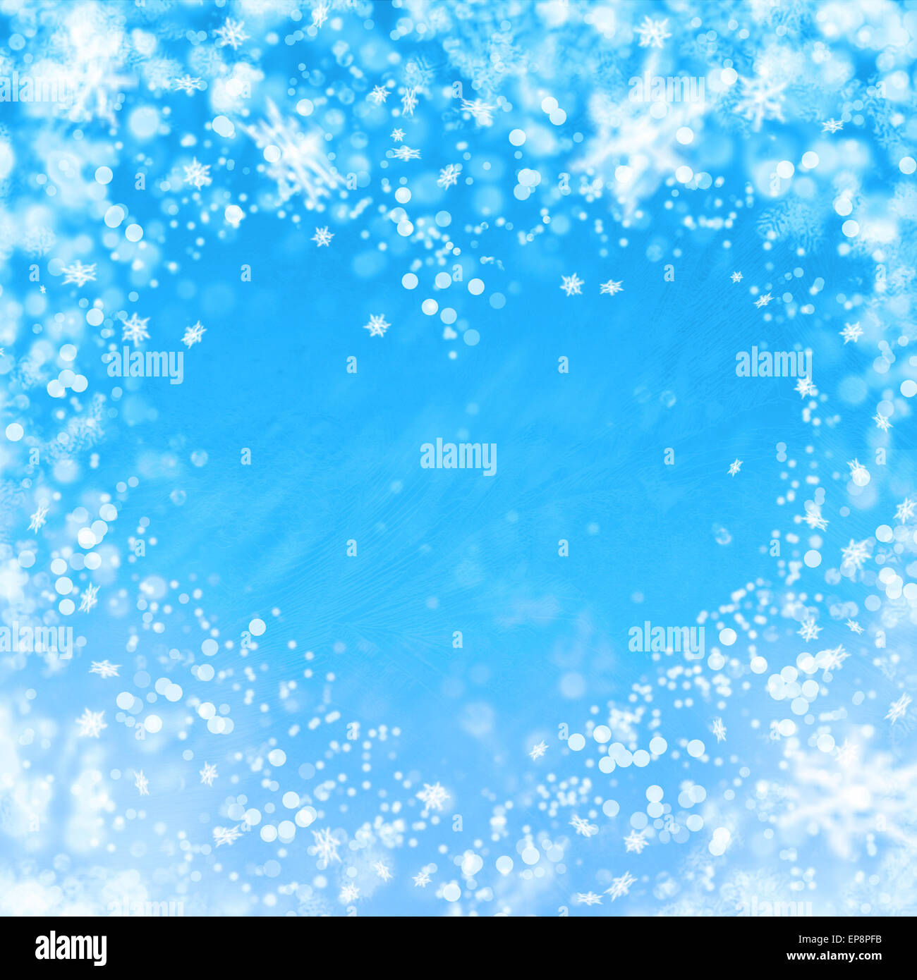 blue winter background with heart and snowflakes Stock Photo - Alamy