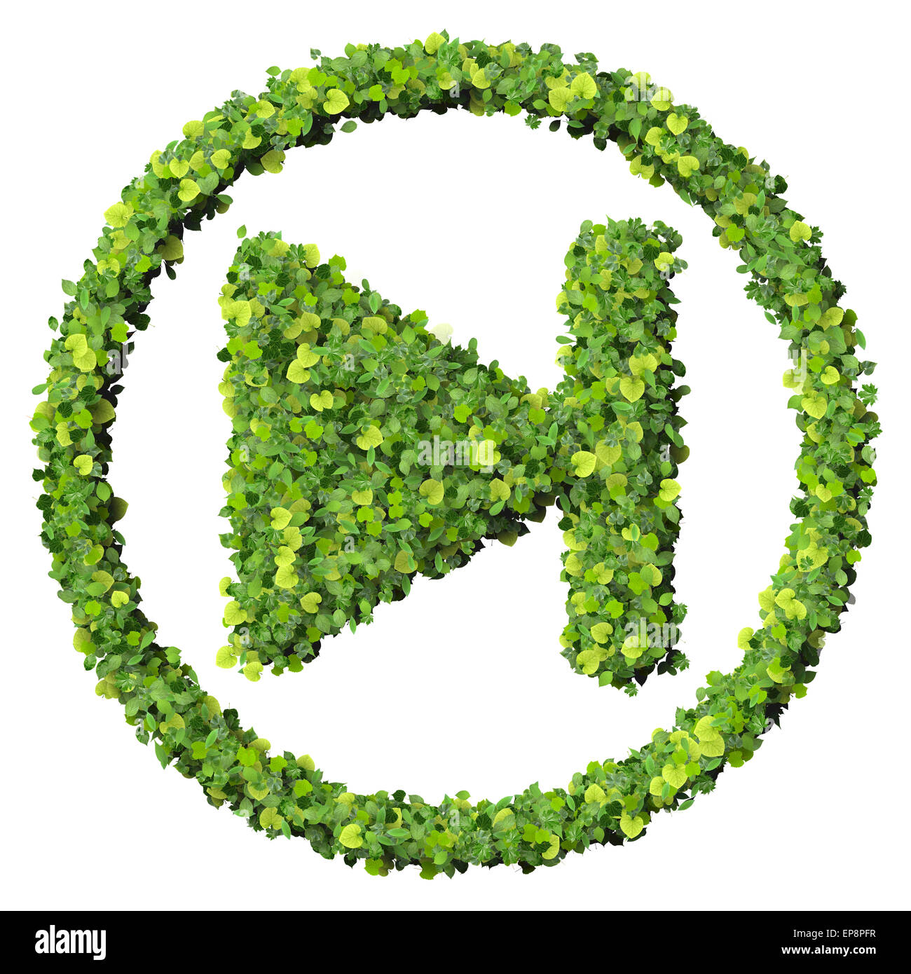 Media control step backward / forward icon, made from green leaves ...