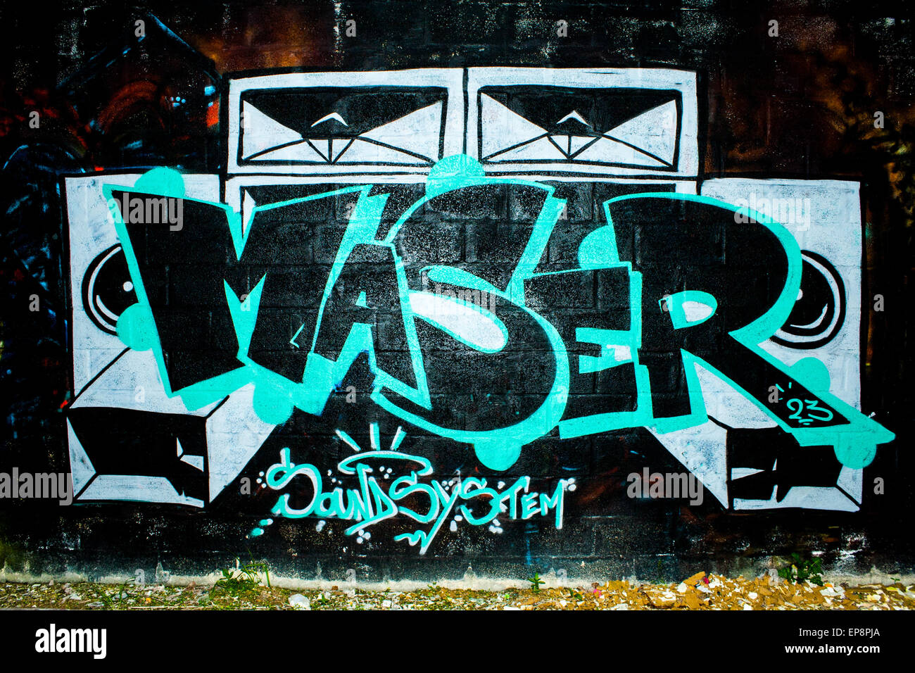 graffiti wall in an abandoned factory building Stock Photo - Alamy