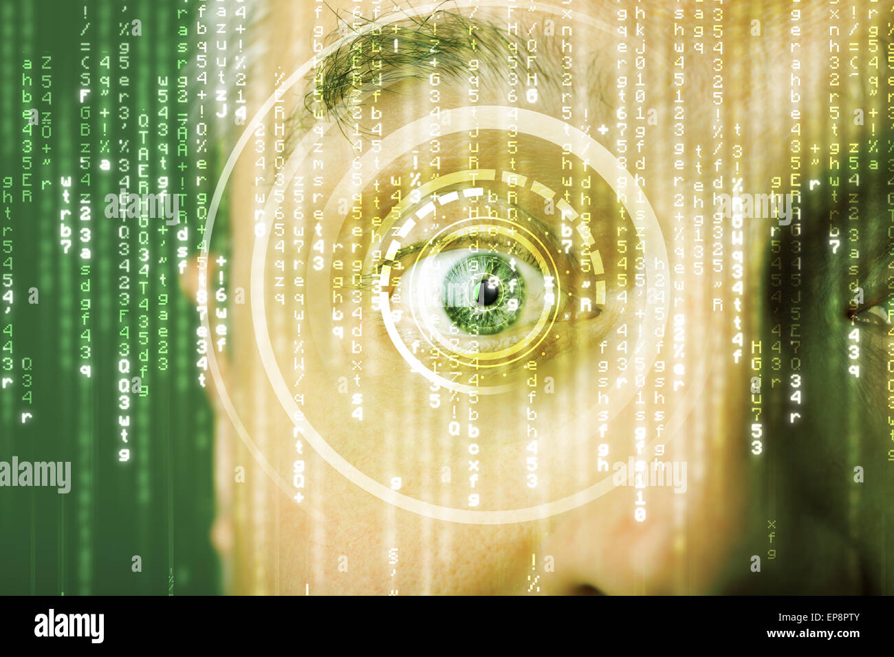 Modern cyber soldier with target matrix eye Stock Photo - Alamy