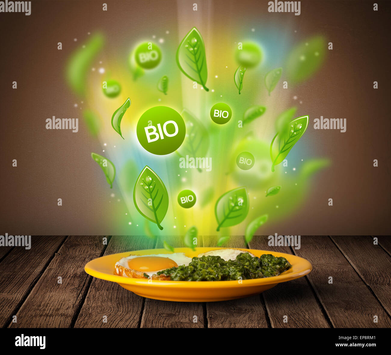 Healthy bio green plate of food Stock Photo - Alamy