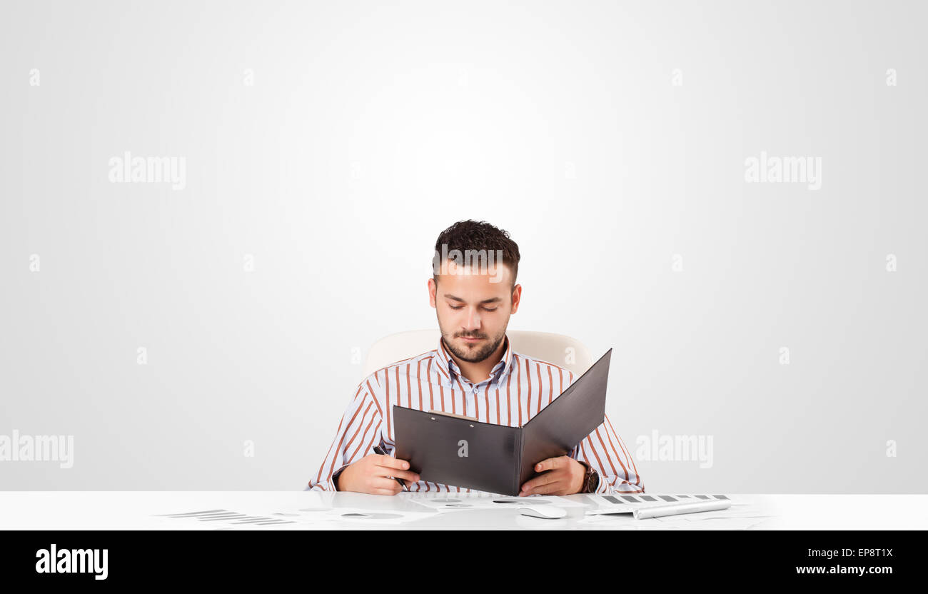 Attractive businessman with plain white copy space Stock Photo - Alamy