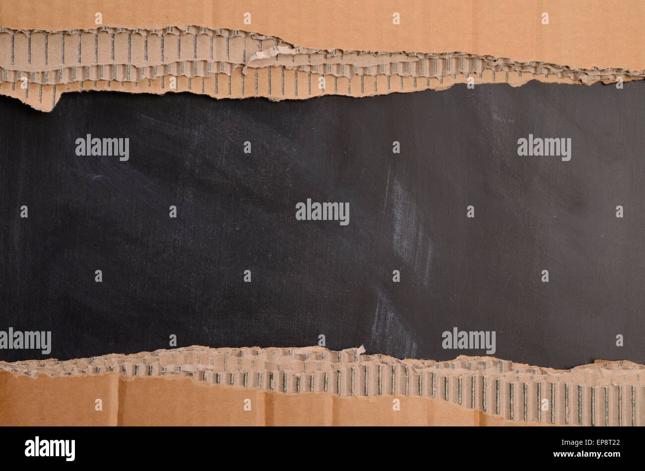 Blackboard with cardboard and space for text Stock Photo - Alamy