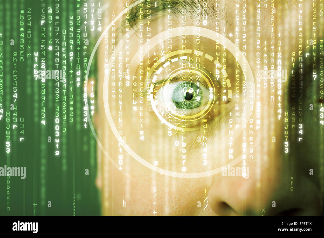 Modern cyber soldier with target matrix eye Stock Photo - Alamy