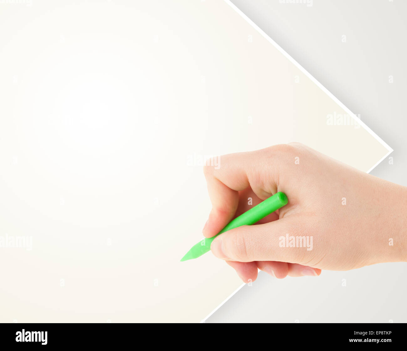 Child drawing with colorful crayon on empty blank paper Stock Photo - Alamy