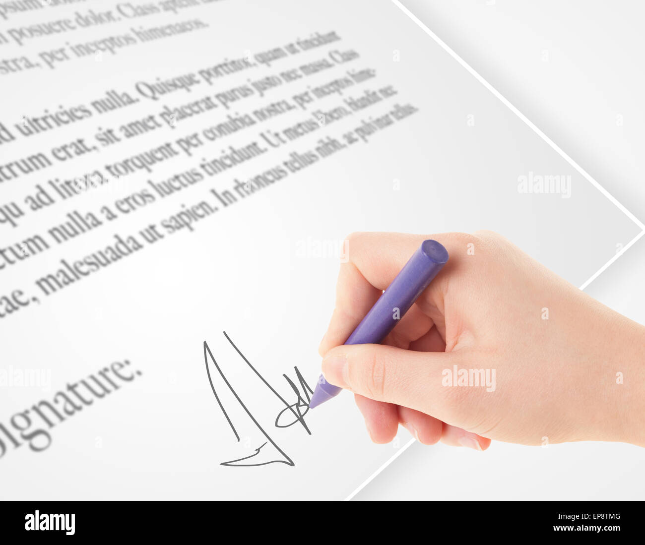 Hand writing personal signature on a paper form Stock Photo - Alamy