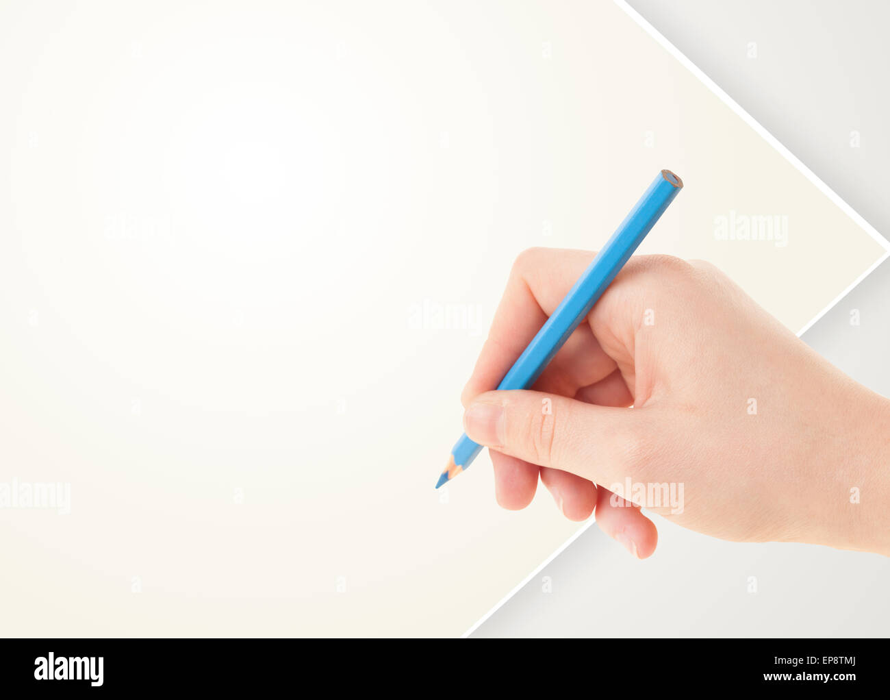 Human hand drawing with pencil on empty paper template Stock Photo - Alamy