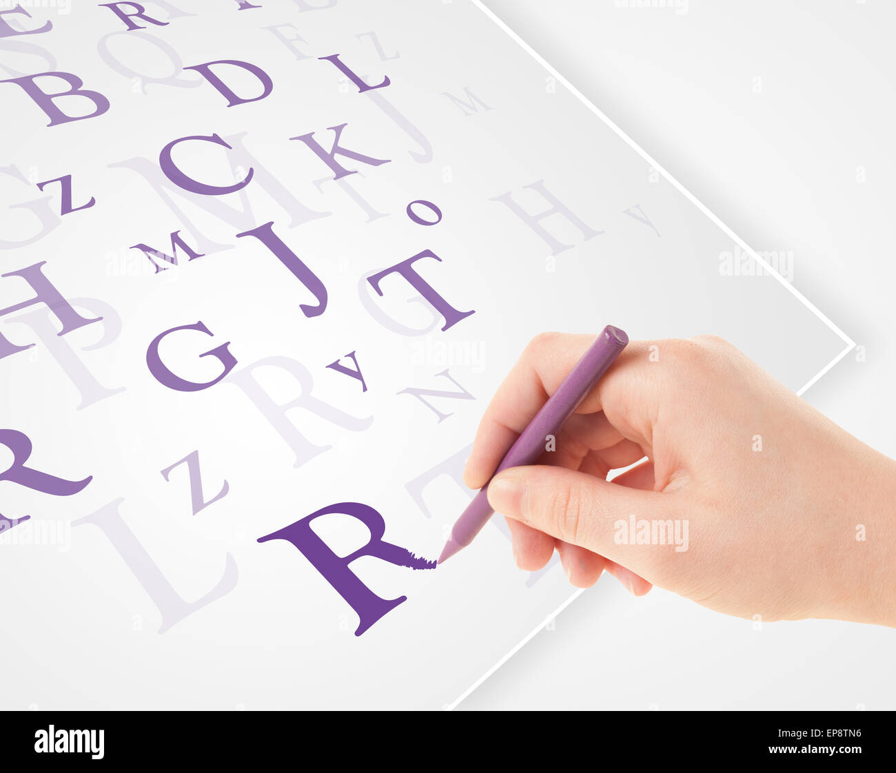 Hand writing various letters on white plain paper Stock Photo - Alamy