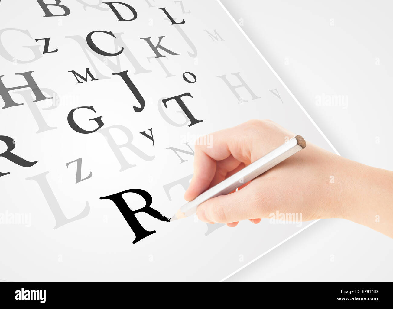 Hand writing various letters on white plain paper Stock Photo - Alamy