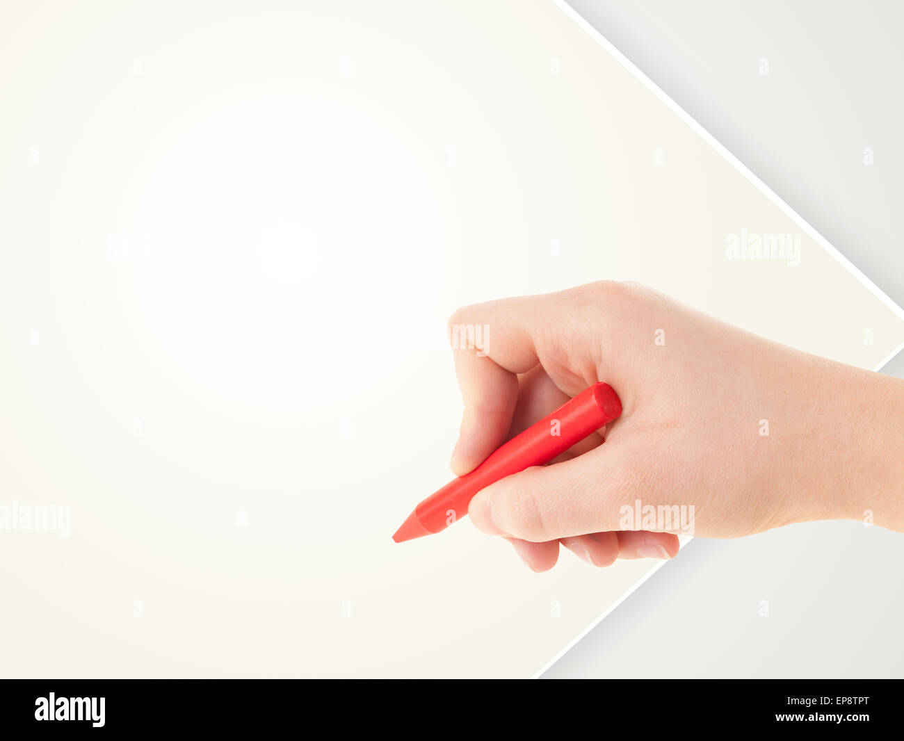 Child drawing with colorful crayon on empty blank paper Stock Photo - Alamy