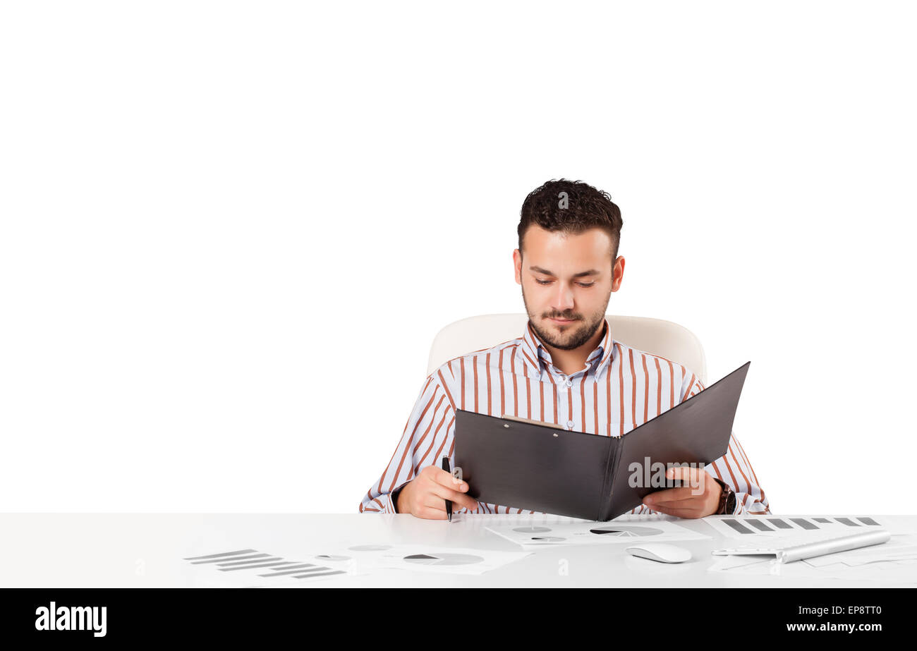 Attractive businessman with plain white copy space Stock Photo - Alamy