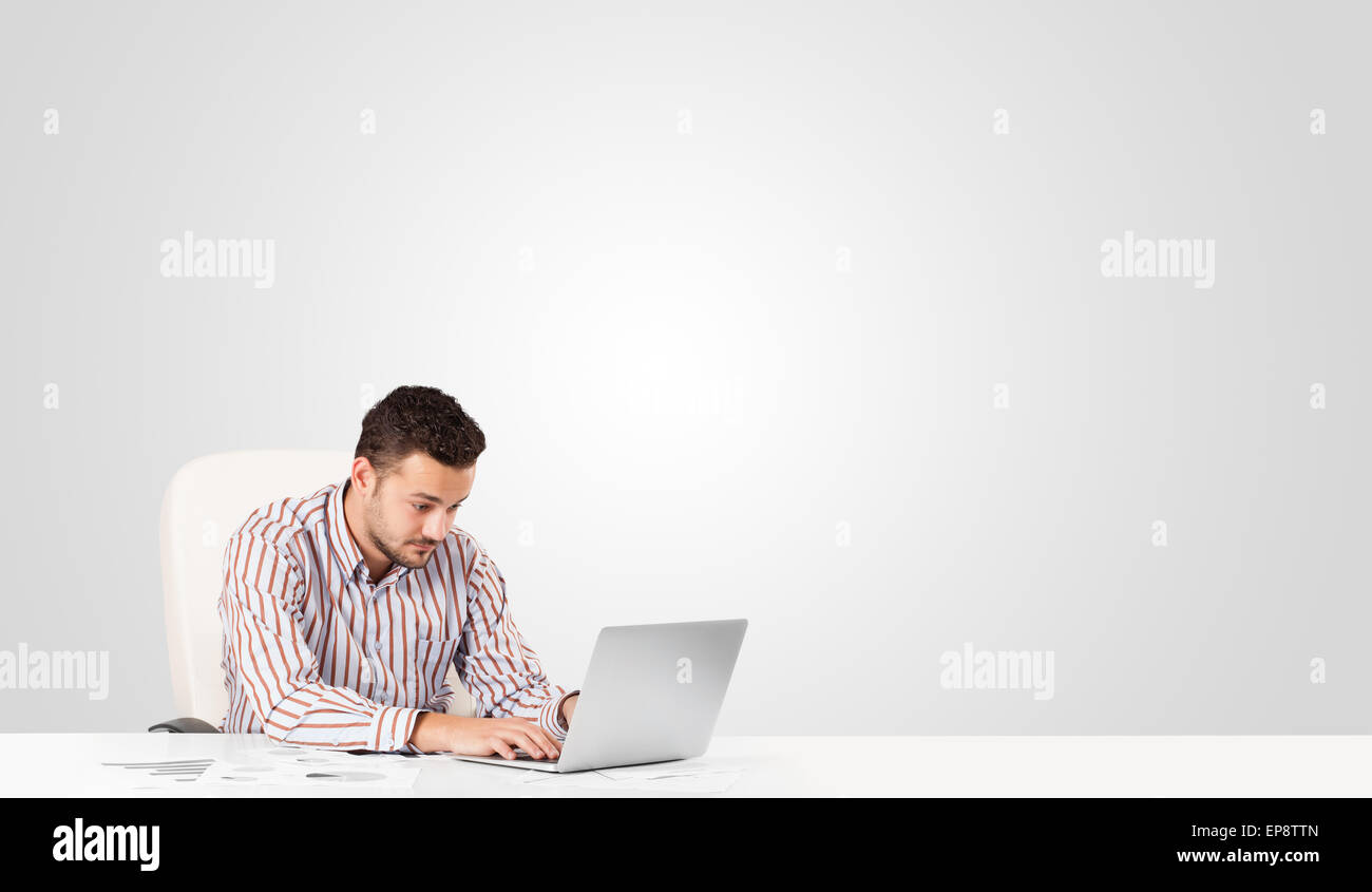 Attractive businessman with plain white copy space Stock Photo - Alamy