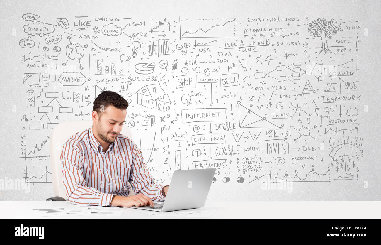 Businessman planning and calculating with various business ideas Stock ...