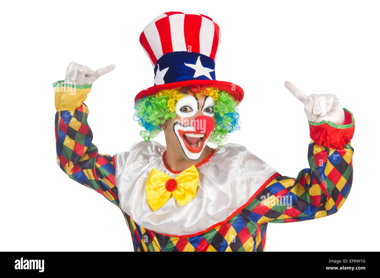 Clown with hat and american flag Stock Photo - Alamy