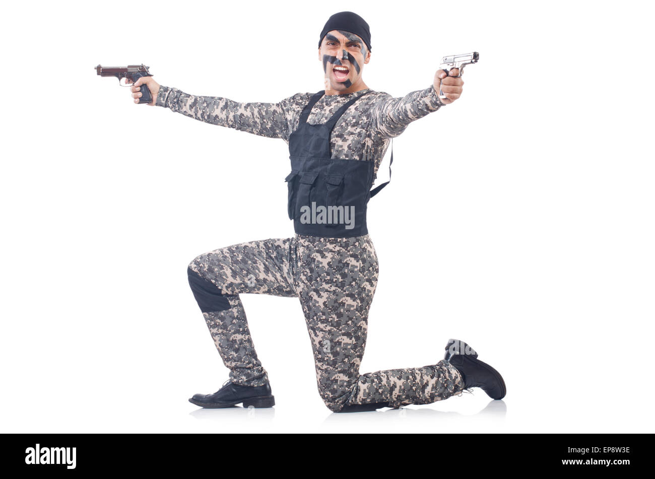 Soldier isolated on the white background Stock Photo - Alamy