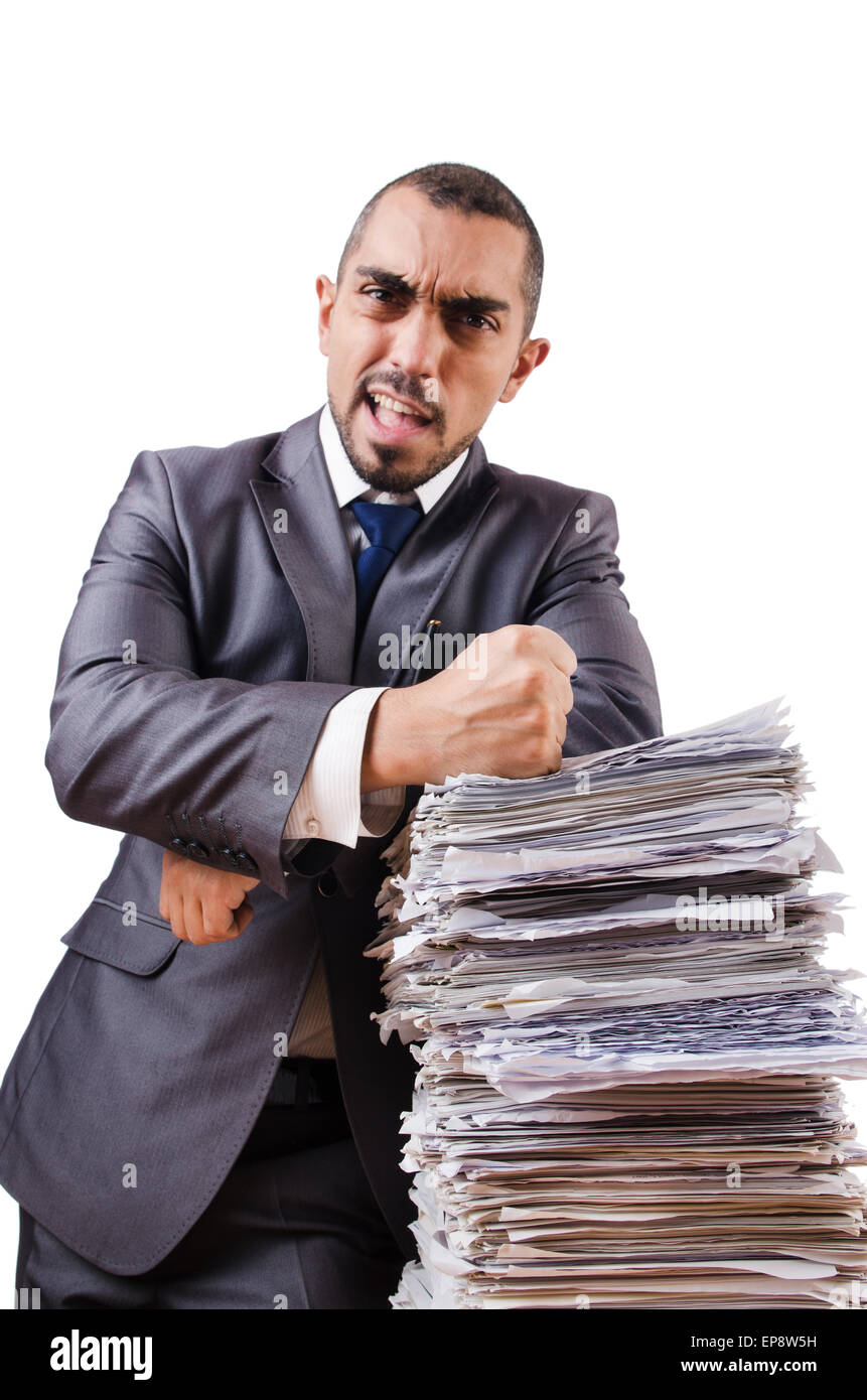 Man with too much work to do Stock Photo - Alamy