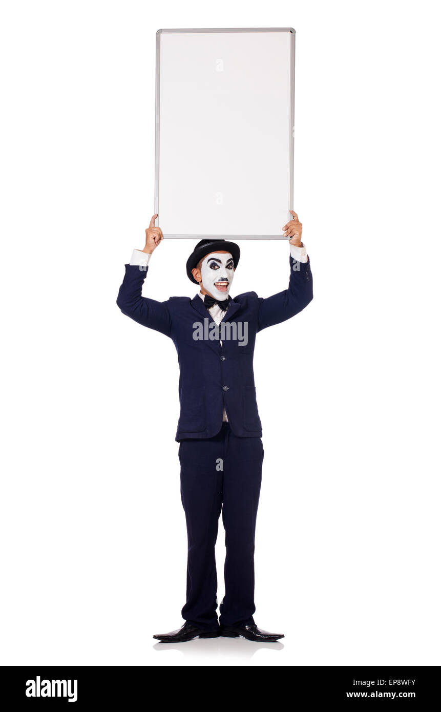 Funny man with blank board Stock Photo - Alamy