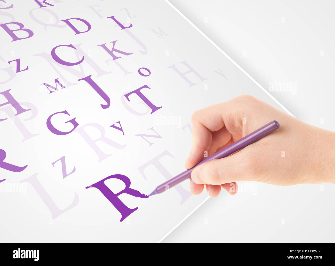 Hand writing various letters on white plain paper Stock Photo - Alamy