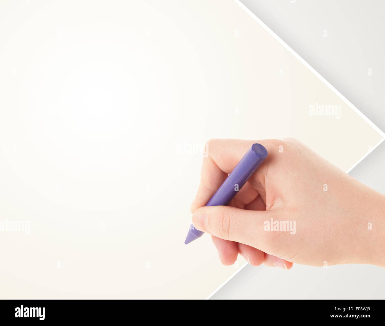 Child drawing with colorful crayon on empty blank paper Stock Photo - Alamy