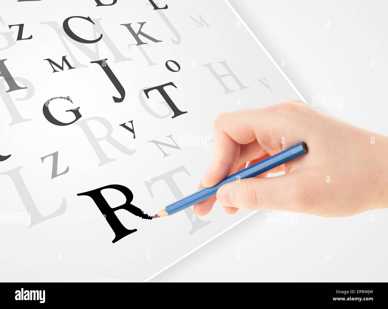 Hand writing various letters on white plain paper Stock Photo - Alamy