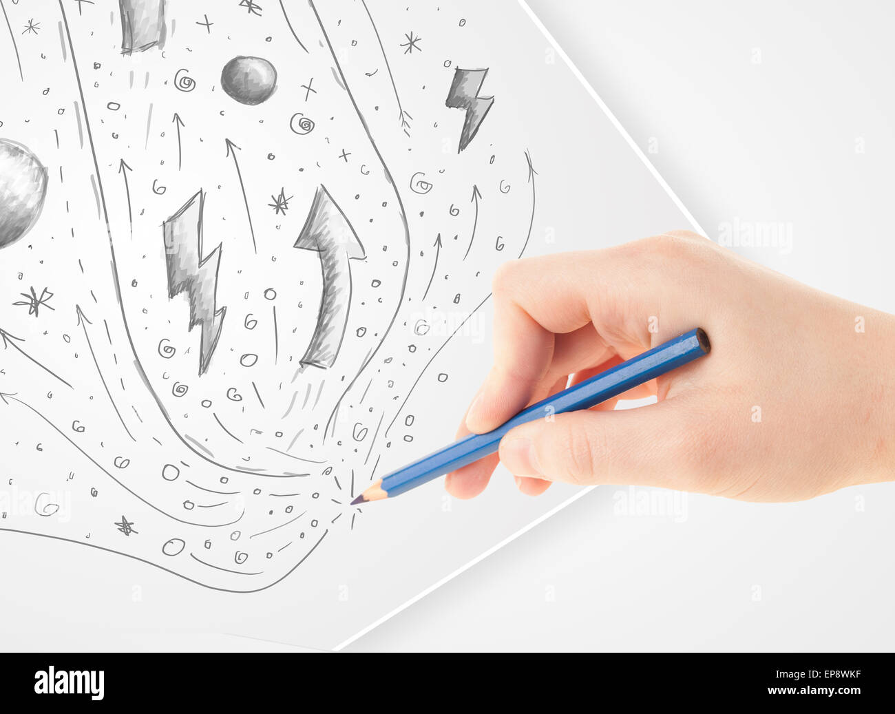 Hand drawing abstract sketches and doodles on paper Stock Photo - Alamy