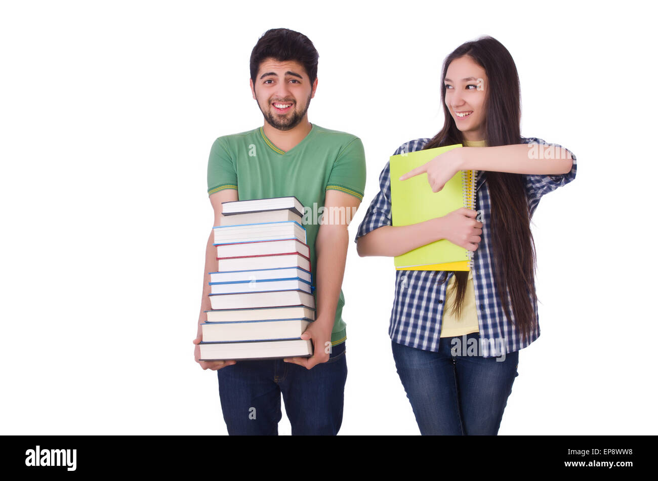 Students with books isolated on white Stock Photo - Alamy