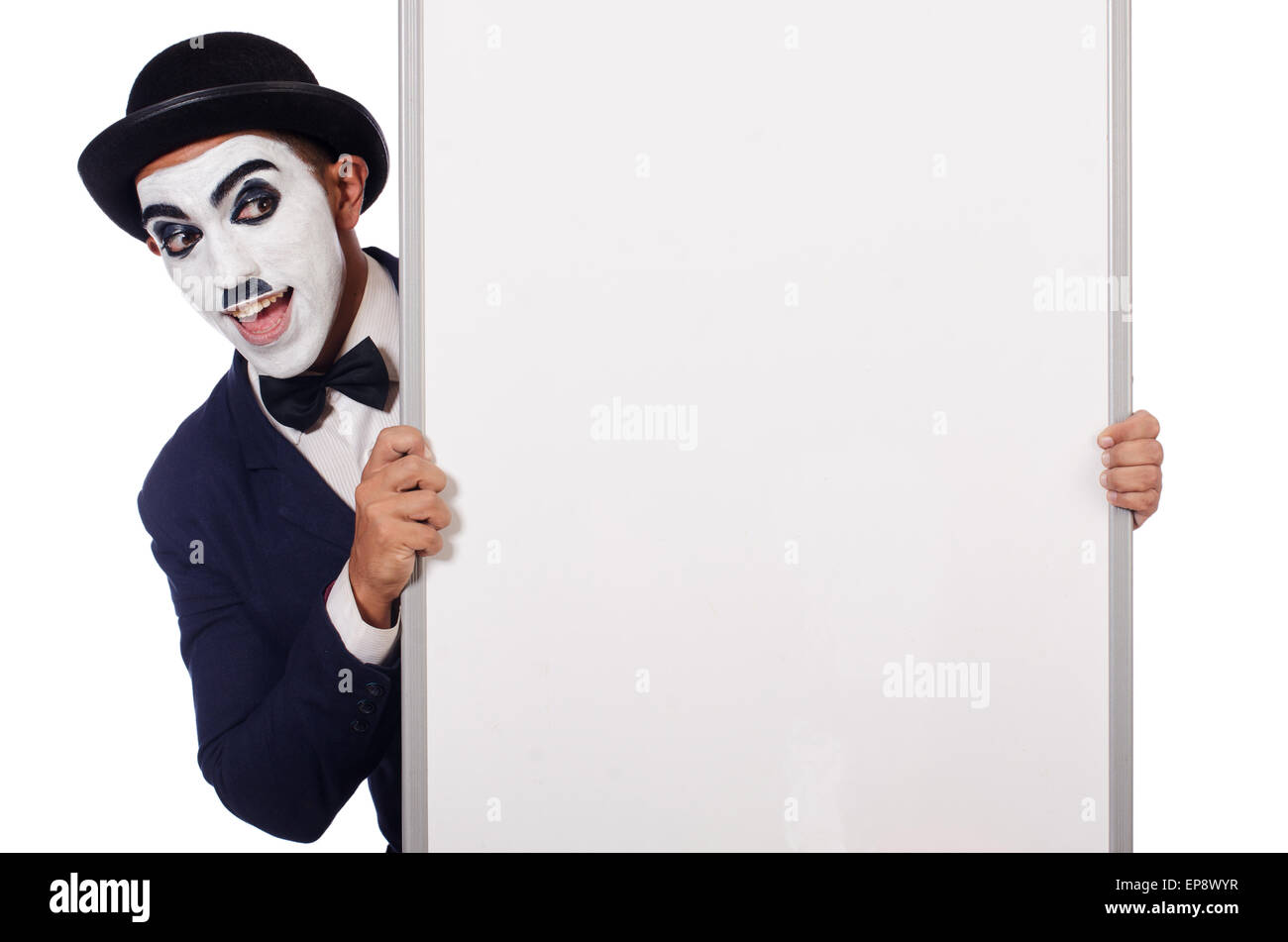Funny man with blank board Stock Photo - Alamy