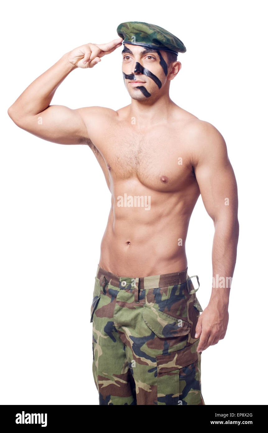 Soldier isolated on the white background Stock Photo - Alamy