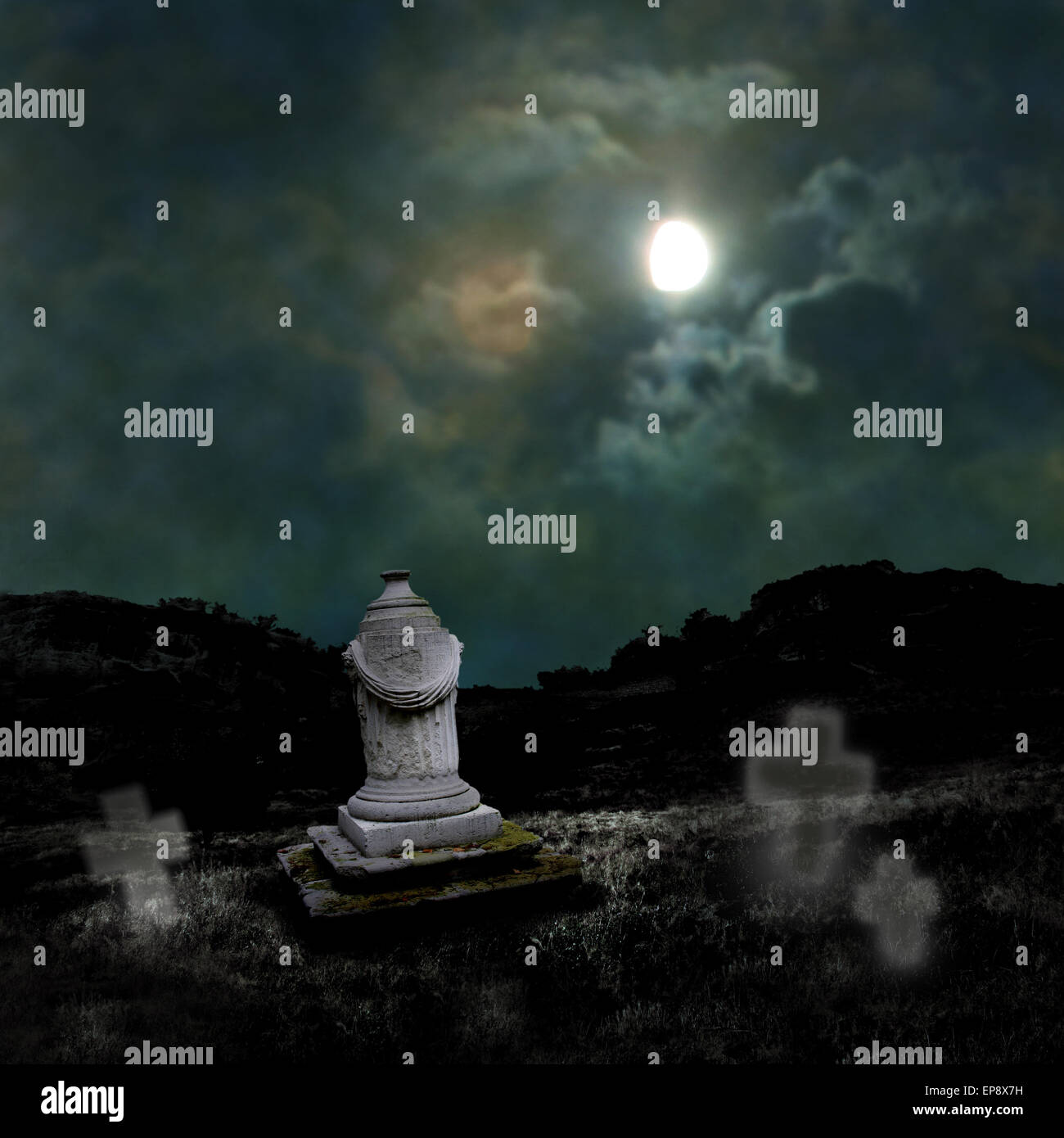 Ominous dark night in the dim moonlight on Halloween Stock Photo - Alamy