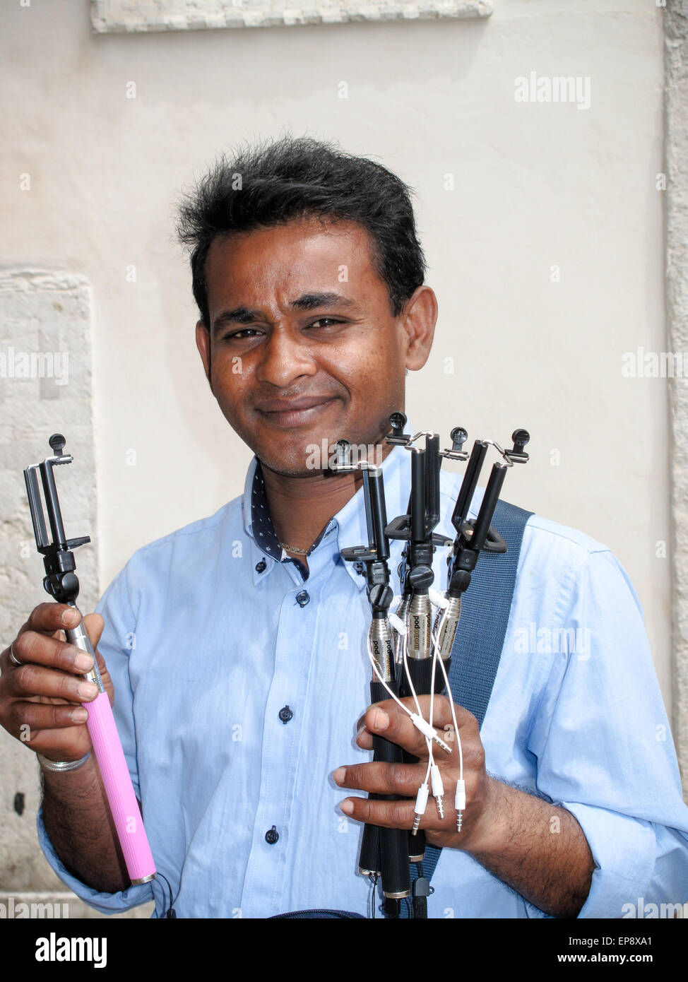 A modern day Merchant of Venice, a street seller with his stock of ...