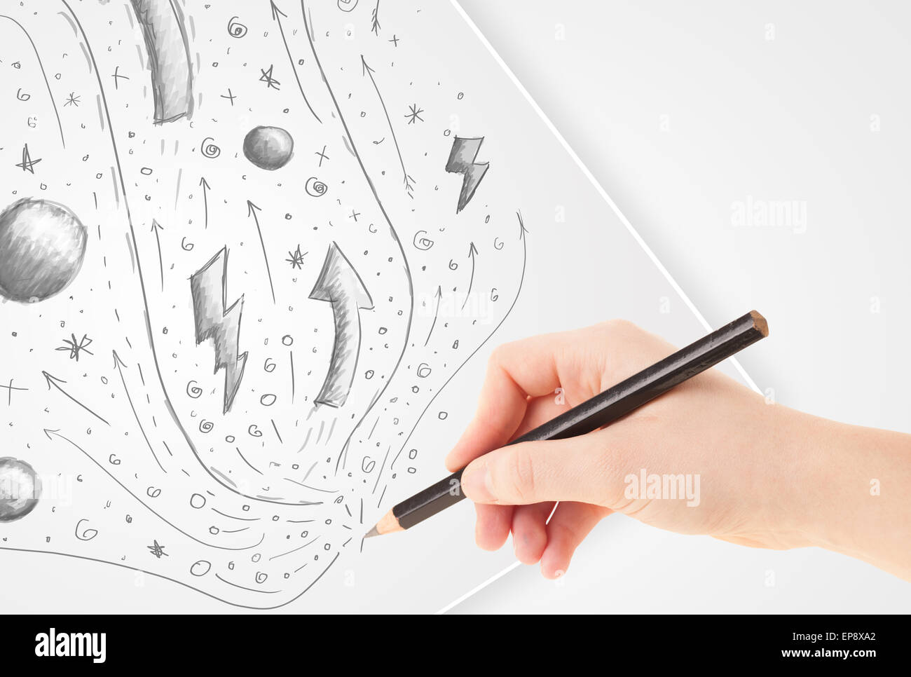 Hand drawing abstract sketches and doodles on paper Stock Photo - Alamy