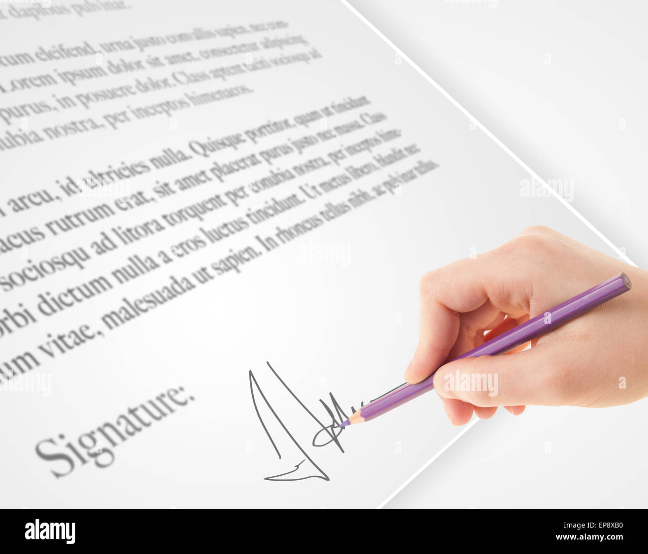 Hand writing personal signature on a paper form Stock Photo - Alamy