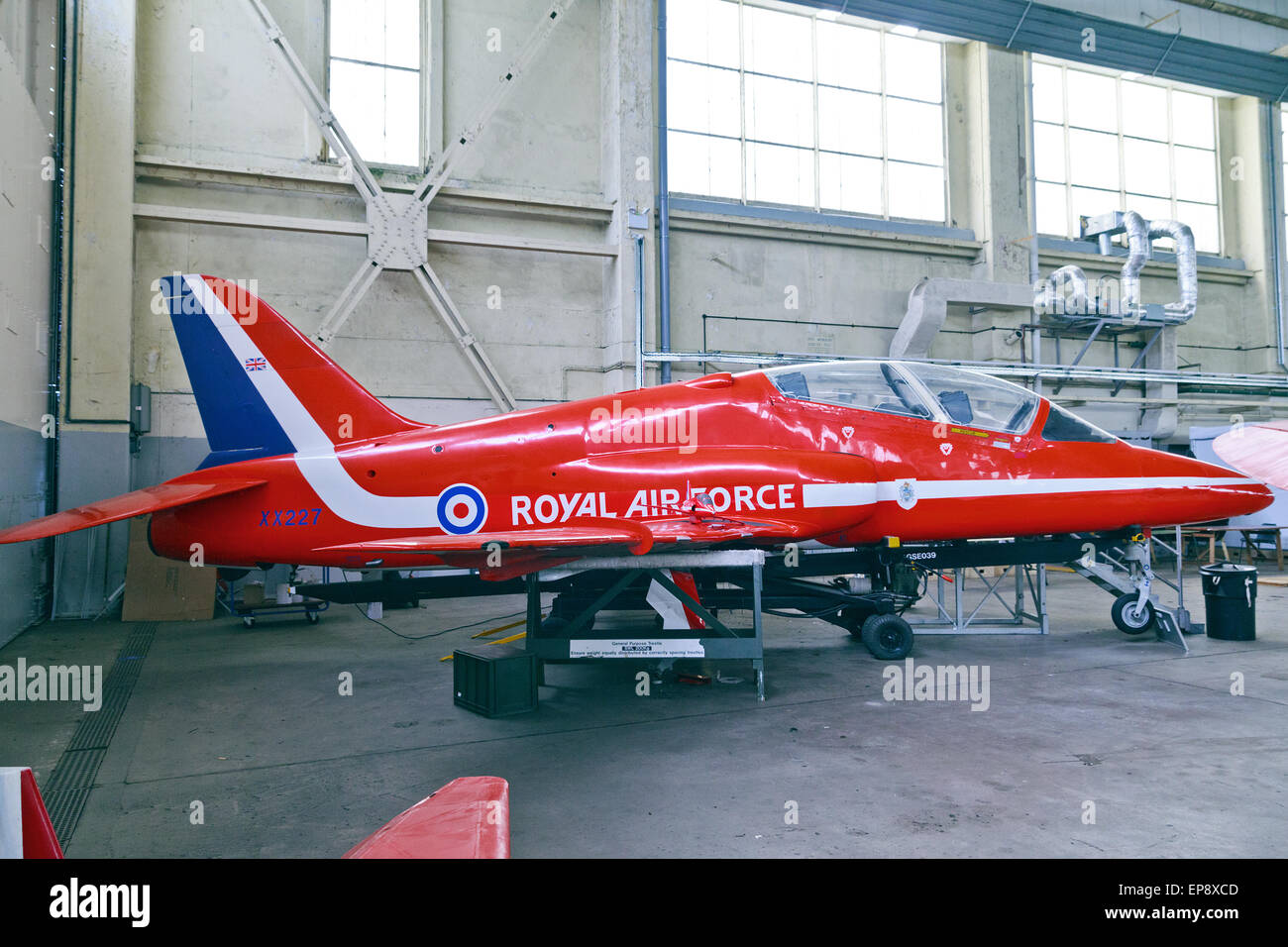 Red Arrows Hawk Aircraft in RAF Scampton Heritage Centre Stock Photo ...